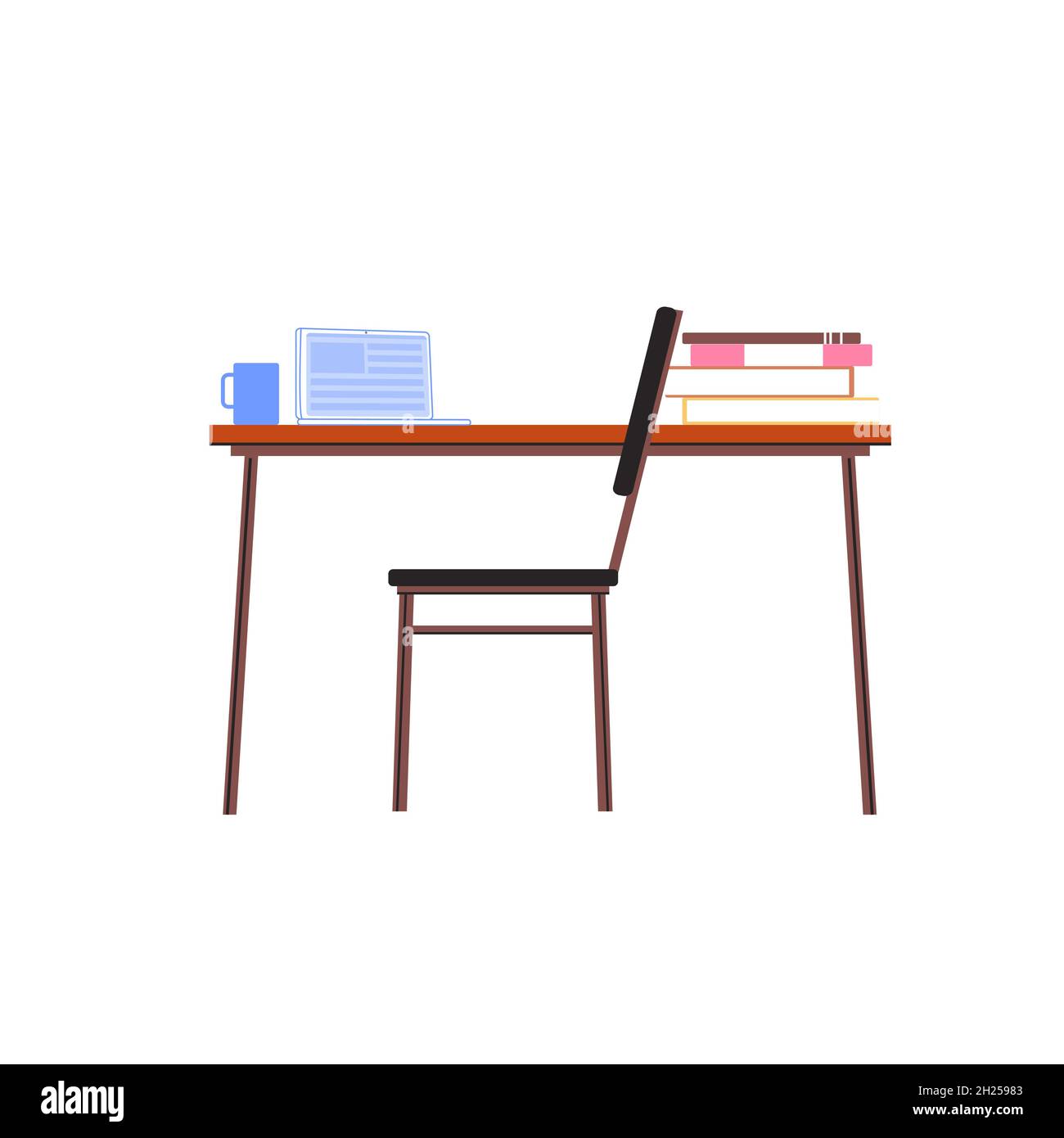 Flat cartoon laptop on table,electronic equipment home appliances ...