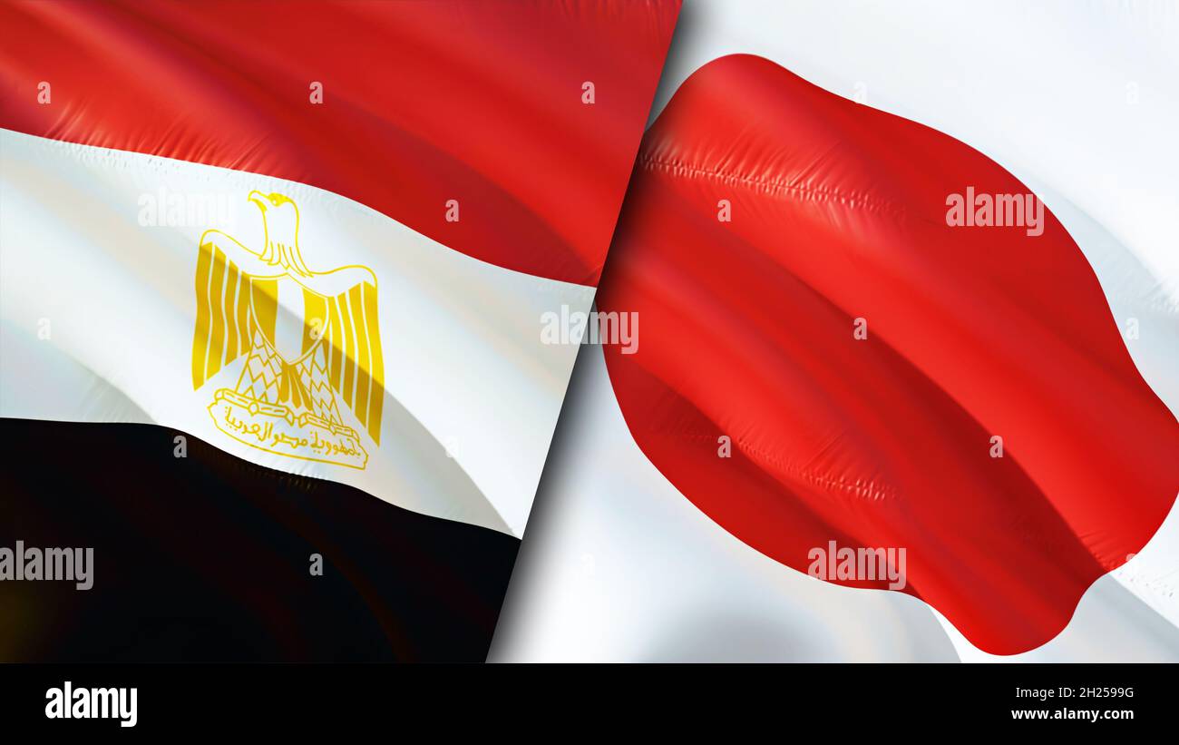 Egypt and Japan flags. 3D Waving flag design. Japan Egypt flag, picture ...