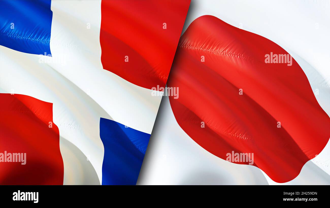 Dominicana and Japan flags. 3D Waving flag design. Japan Dominican ...