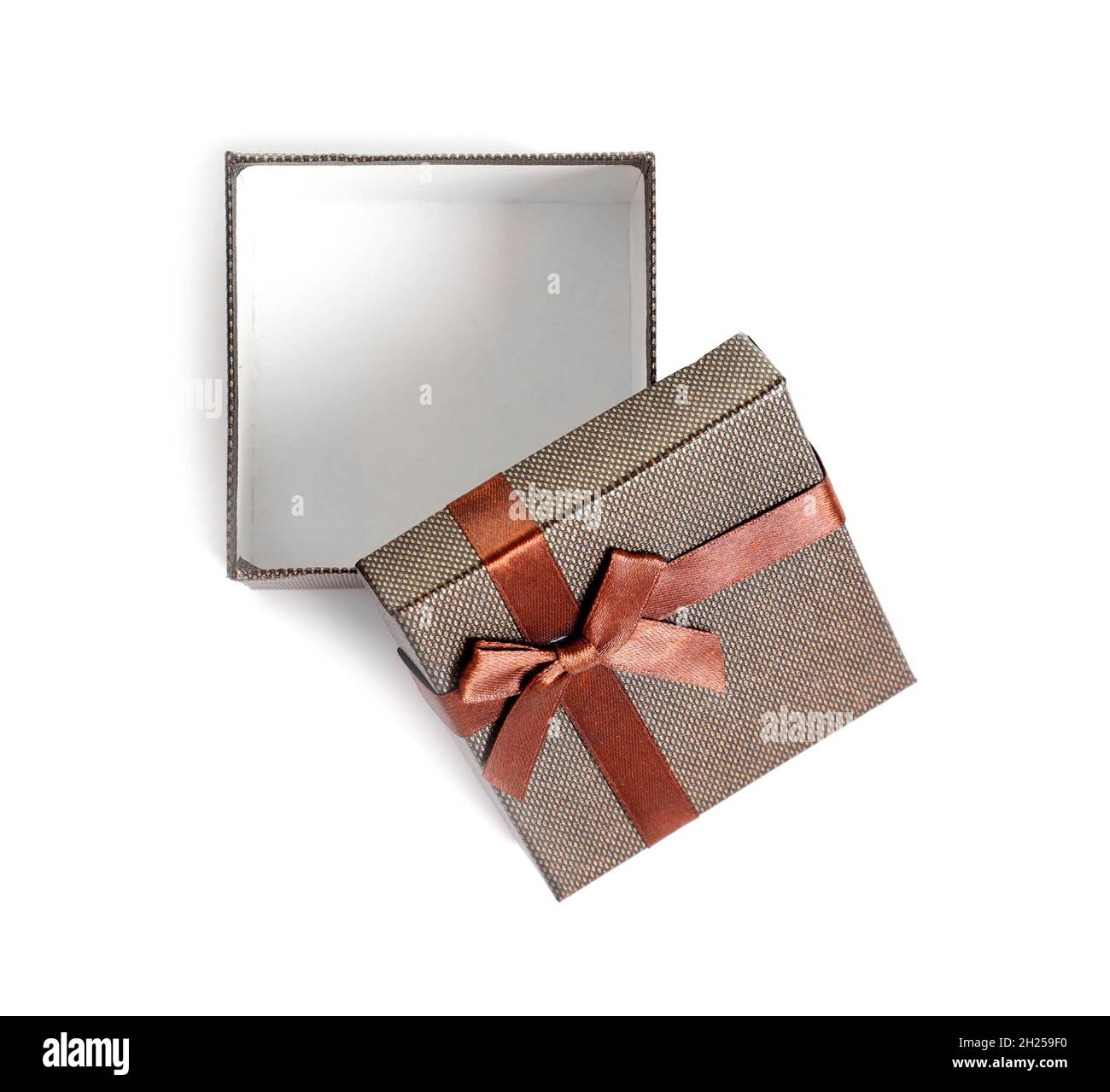 Empty open gift box on white background Stock Photo - Alamy