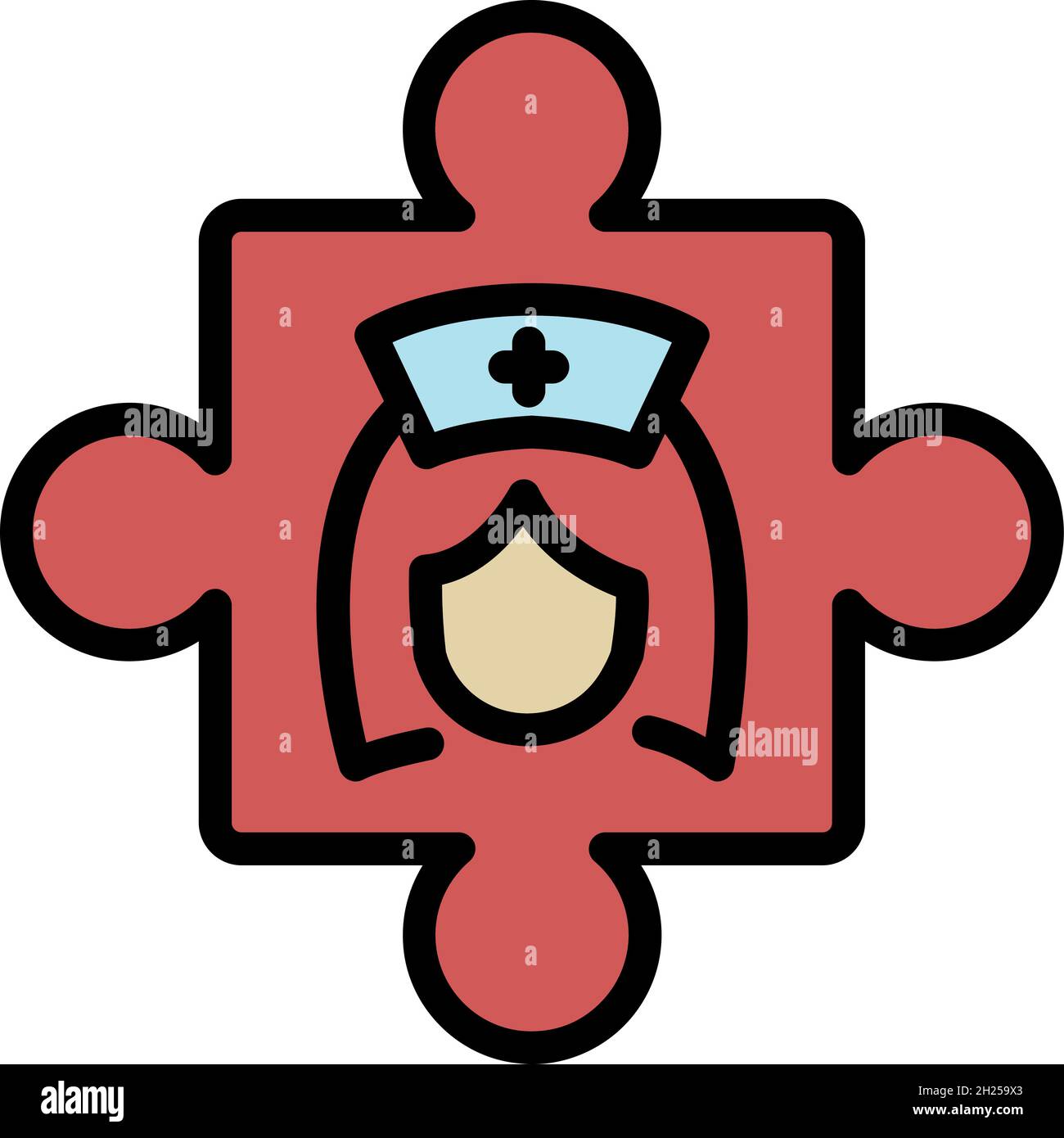 Medical puzzle icon. Outline medical puzzle vector icon color flat ...