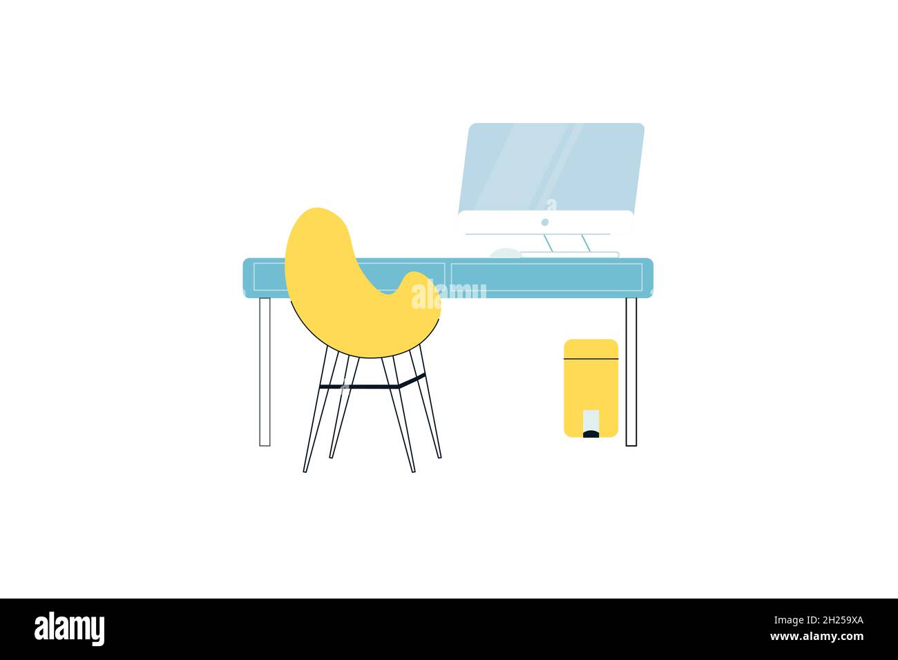 Flat cartoon computer monitor on work desk,electronic equipment ...