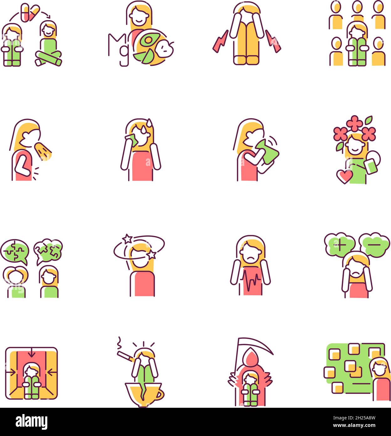 Panic disorder RGB color icons set Stock Vector Image & Art - Alamy