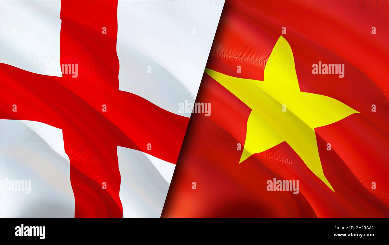 England and Vietnam flags. 3D Waving flag design. Vietnam England flag ...