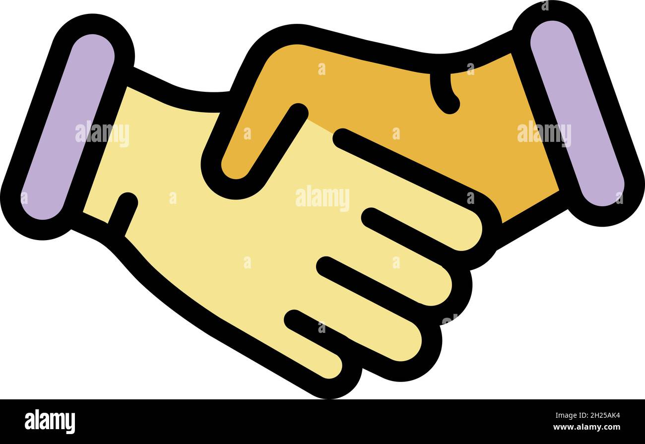 Handshake icon. Outline handshake vector icon color flat isolated Stock ...
