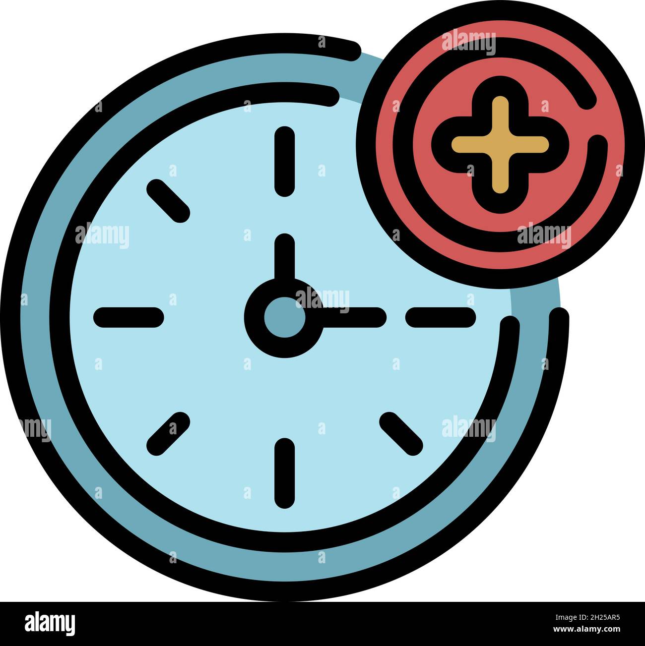 Medical clock icon. Outline medical clock vector icon color flat ...