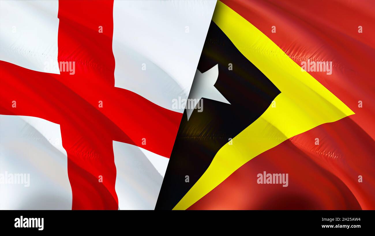 England and East Timor flags. 3D Waving flag design. East Timor England ...
