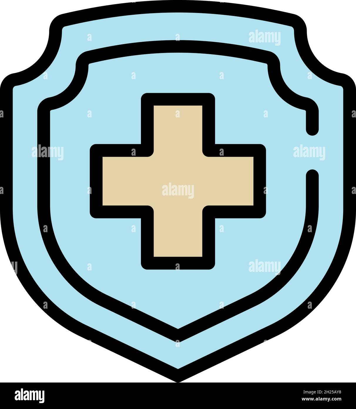 Medical shield icon. Outline medical shield vector icon color flat ...