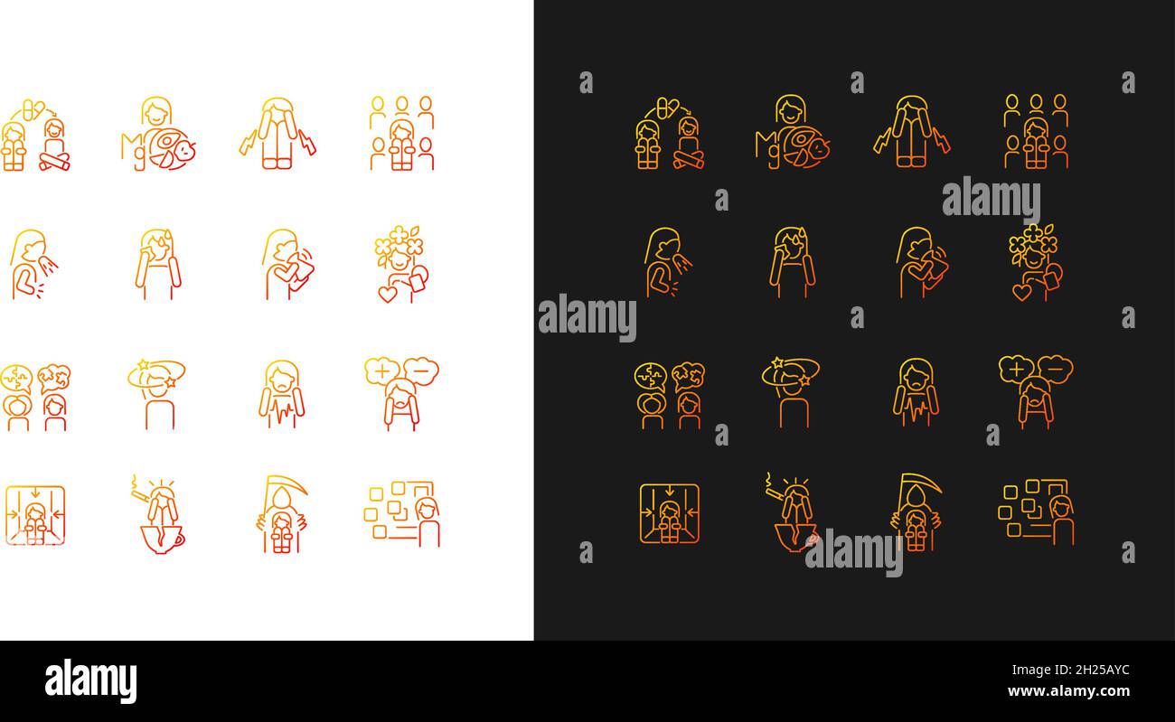 Panic disorder gradient icons set for dark and light mode Stock Vector ...