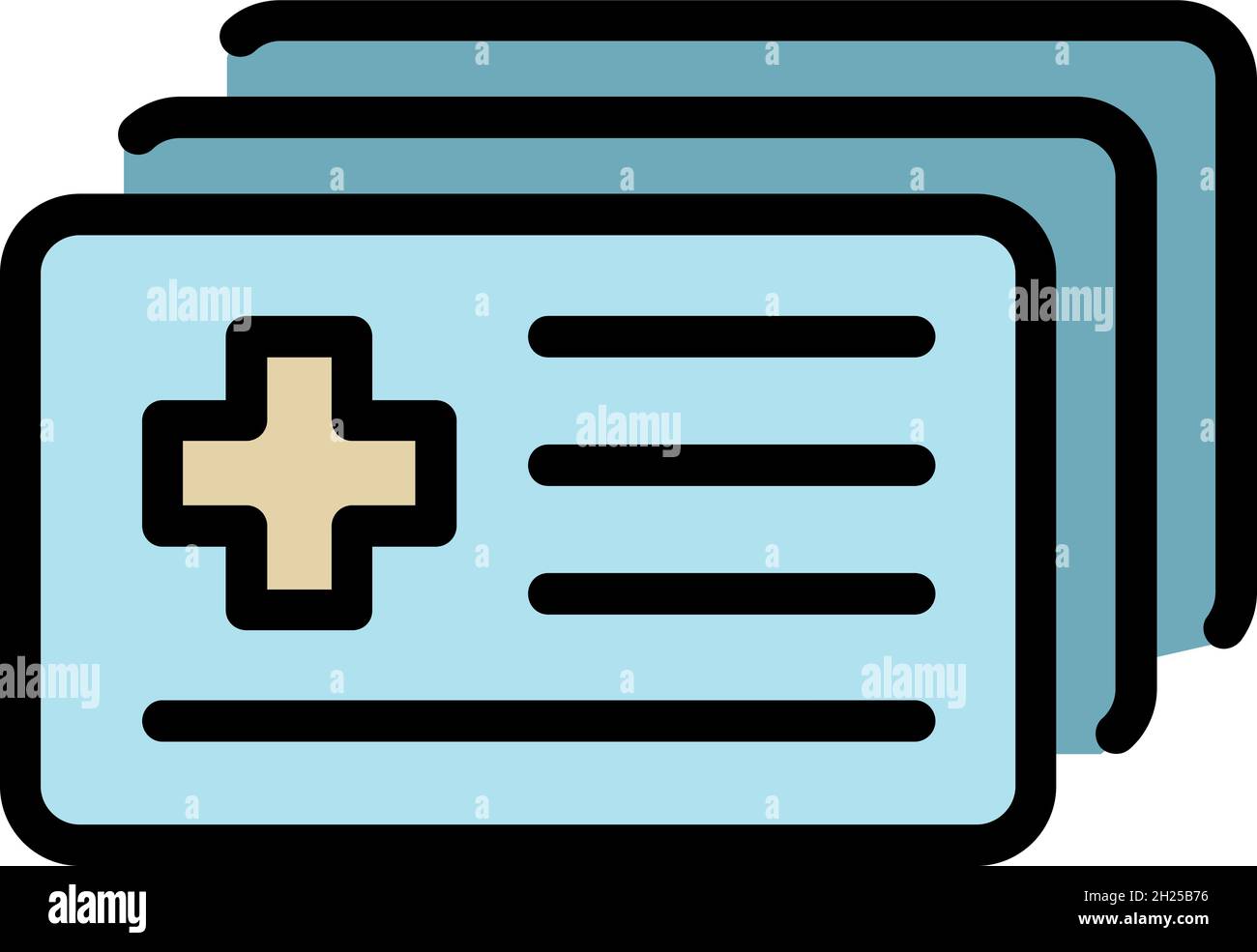 Medical id card icon. Outline medical id card vector icon color flat ...
