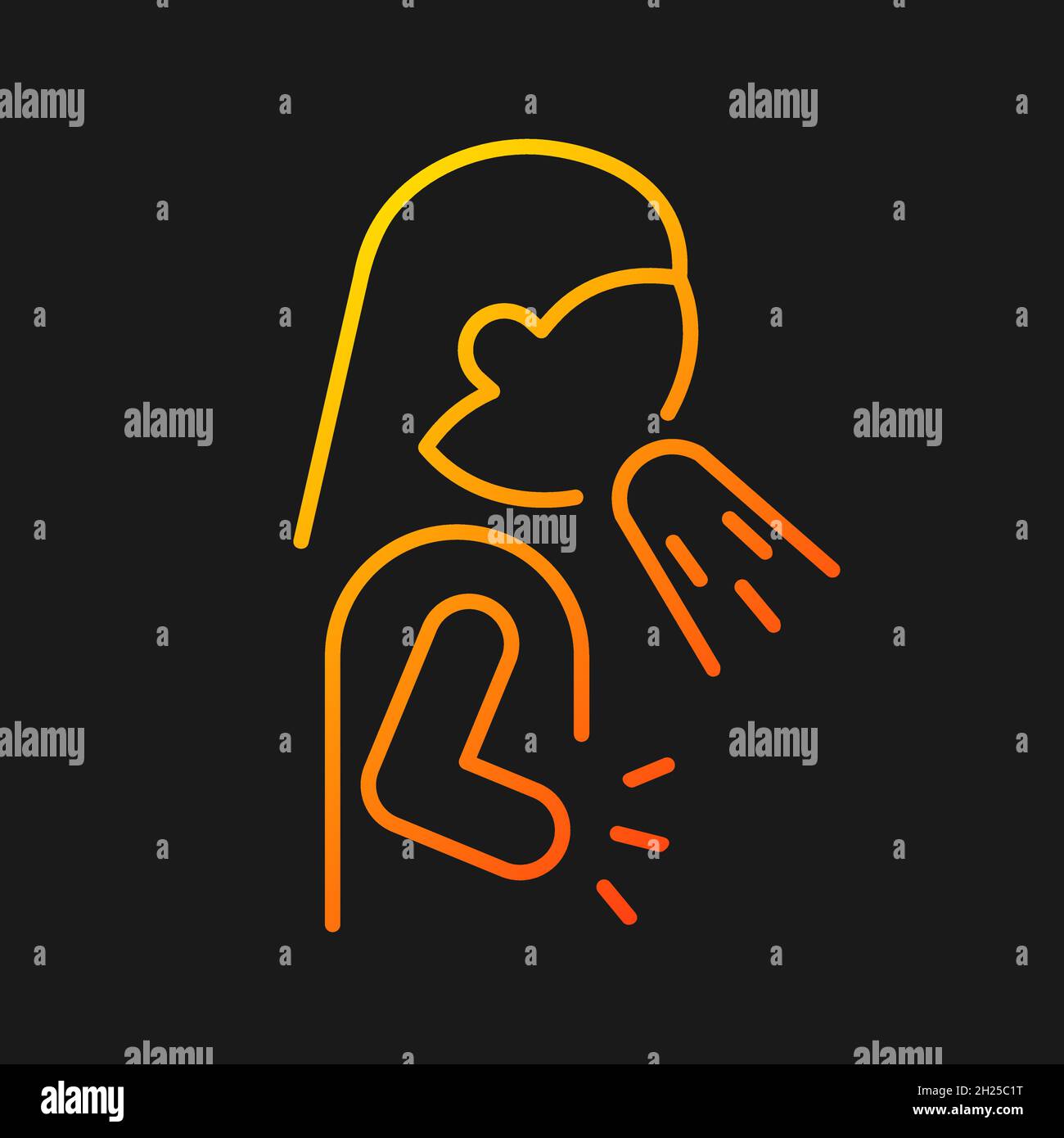 Nausea, vomiting gradient vector icon for dark theme Stock Vector Image ...