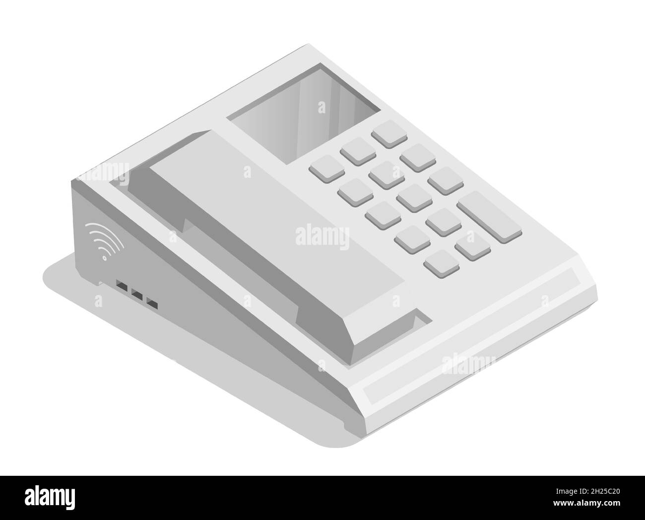 Isometric landline wired office phone with buttons. IP communication ...