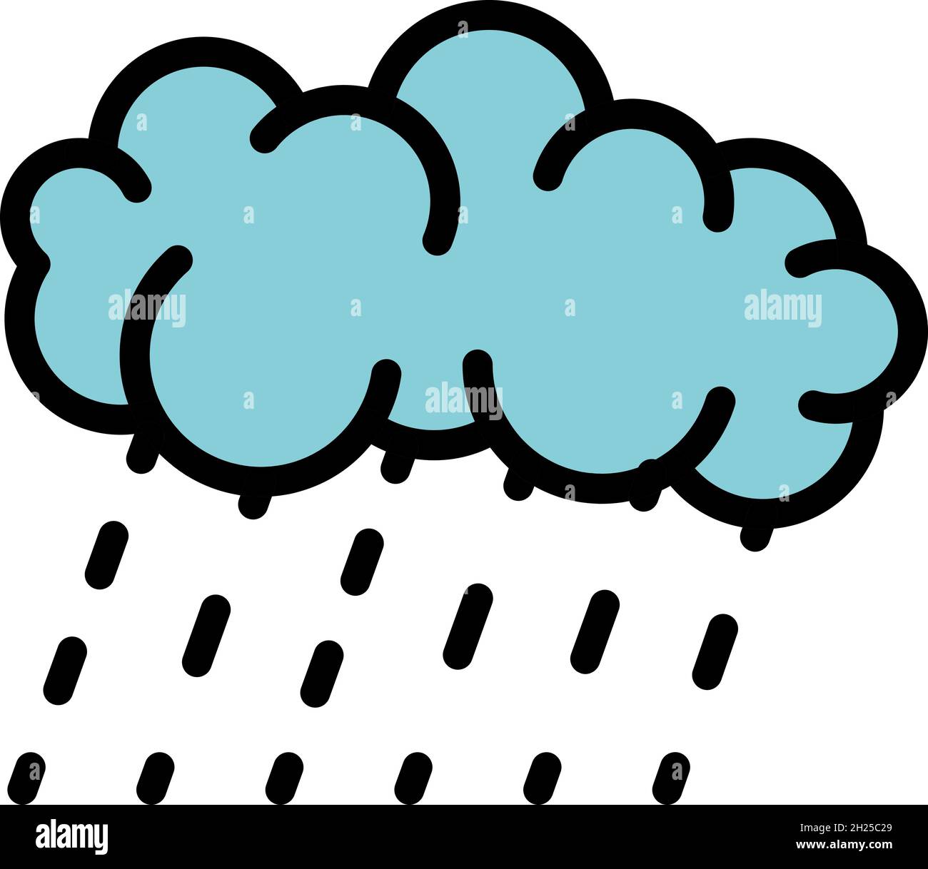 Rainy cloud icon. Outline rainy cloud vector icon color flat isolated ...