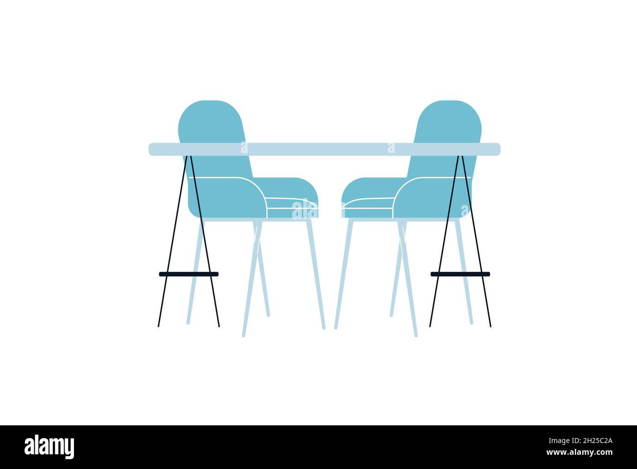 Flat cartoon table and couple of chairs,room interior elements for home ...