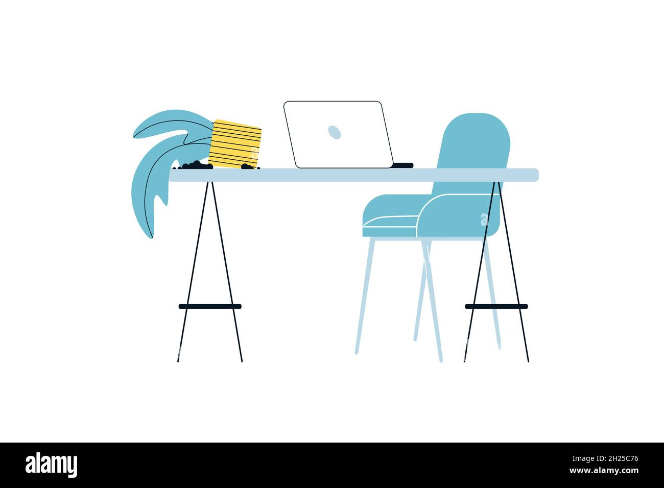 Flat cartoon chair and table with laptop,electronic equipment home ...