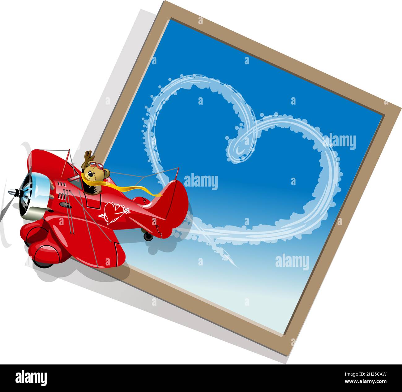 Cartoon retro airplane sending love message. Available EPS-10 vector ...