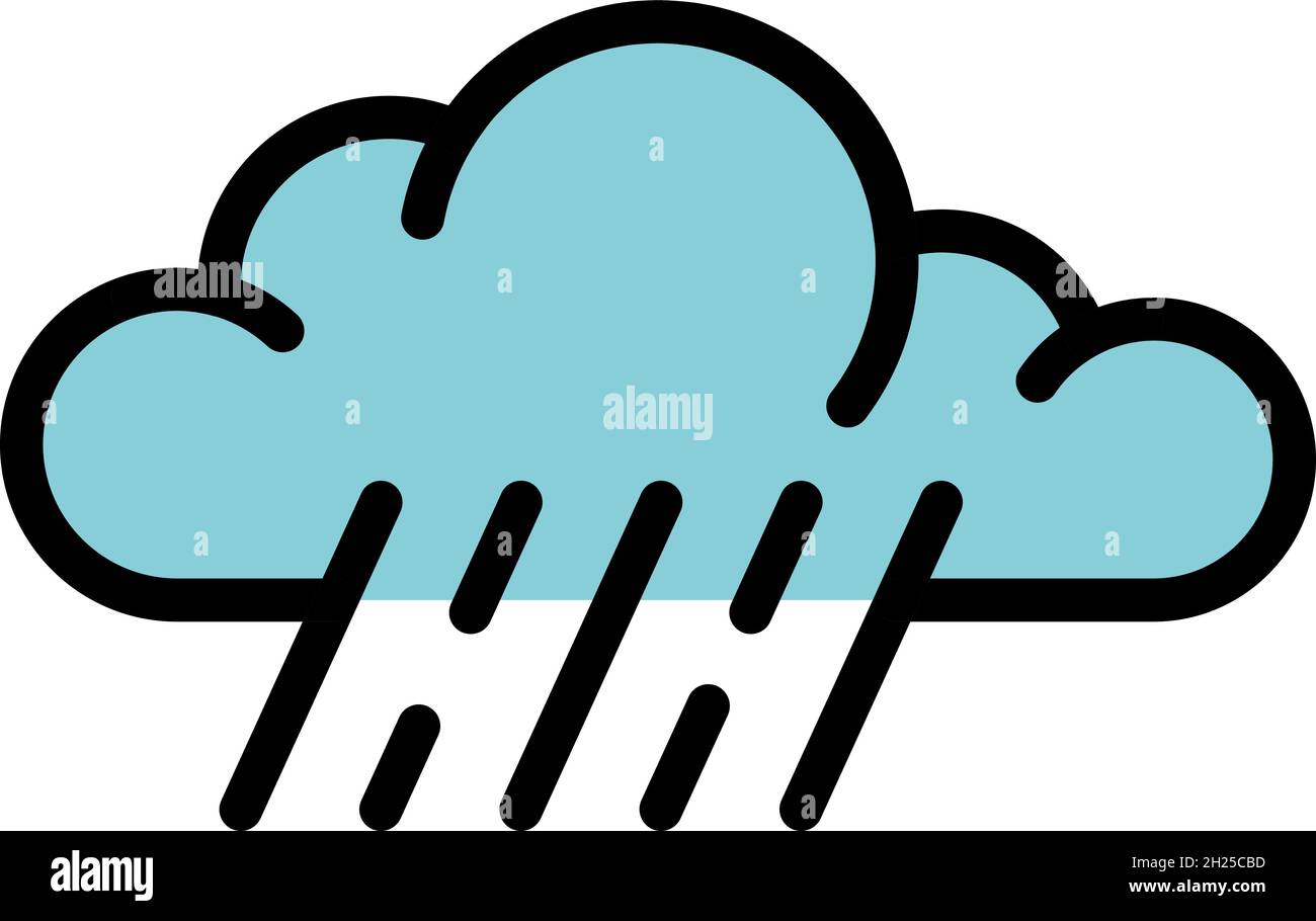 Strong rain cloud icon. Outline strong rain cloud vector icon color ...