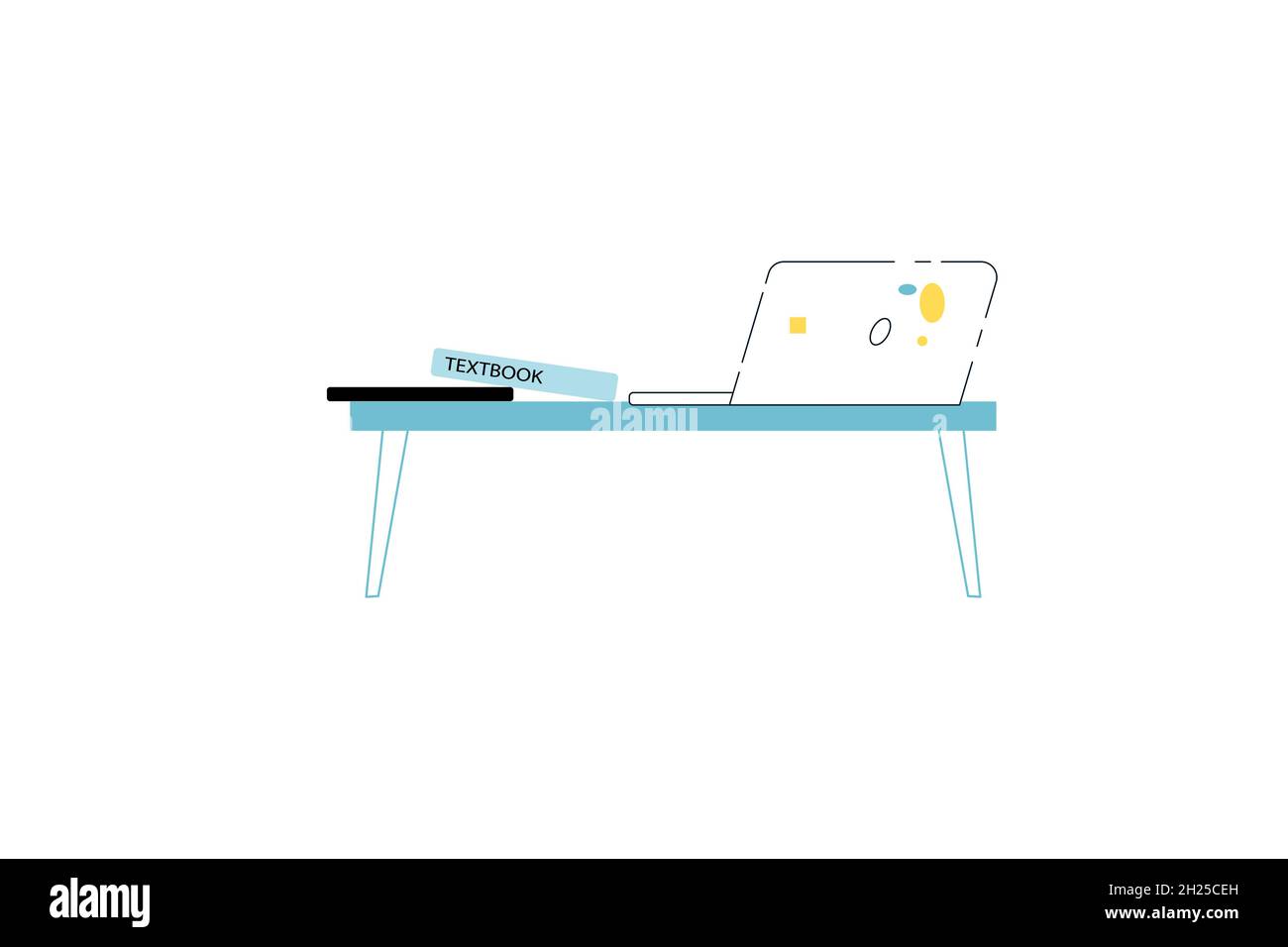 Flat cartoon laptop on сoffee table,electronic equipment home ...