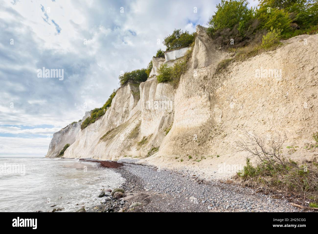 Chalk cliffs of Danish Baltic Sea island of Møn, view to the south ...