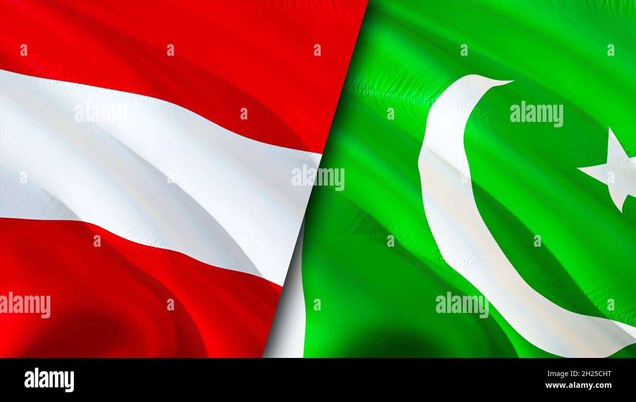 Austria and Pakistan flags. 3D Waving flag design. Austria Pakistan ...