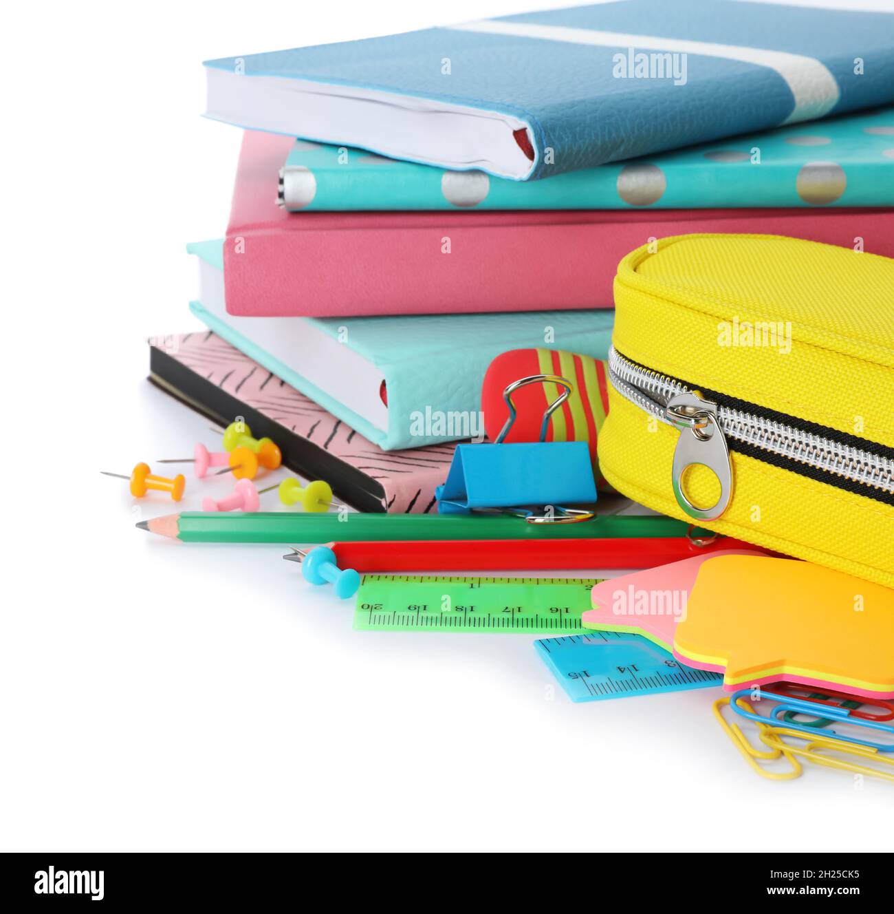 Different colorful stationery on white background. Back to school Stock ...