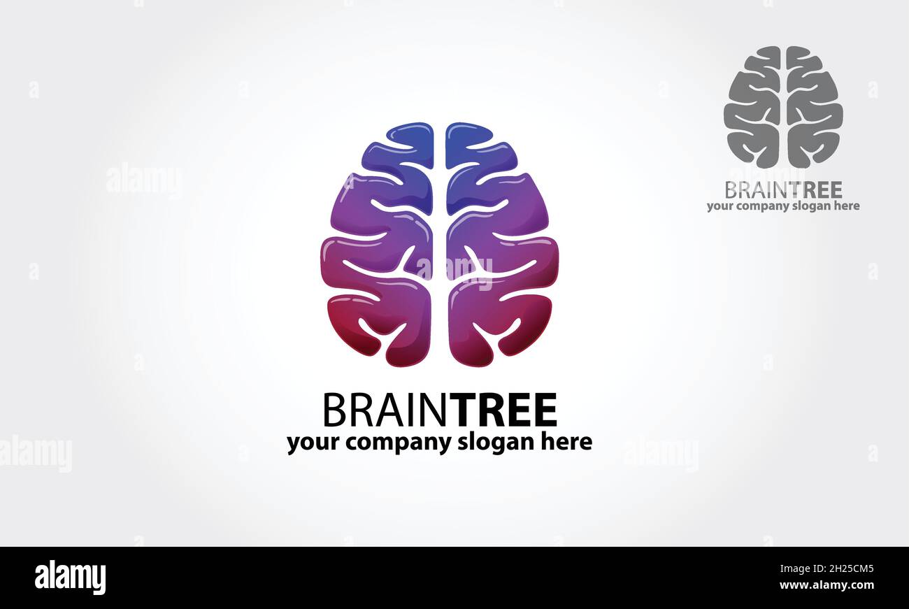 Brain Tree Vector Logo Template. Logo of a stylized tree made with ...
