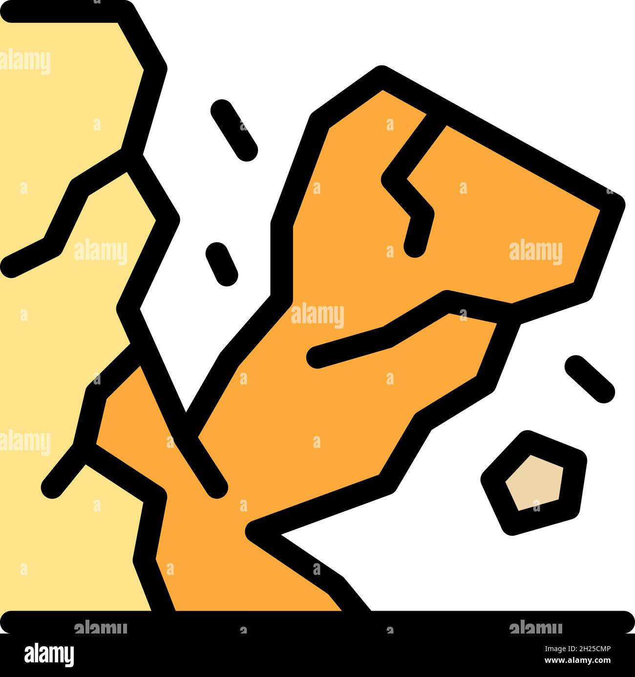 Earthquake rockfall icon. Outline earthquake rockfall vector icon color ...