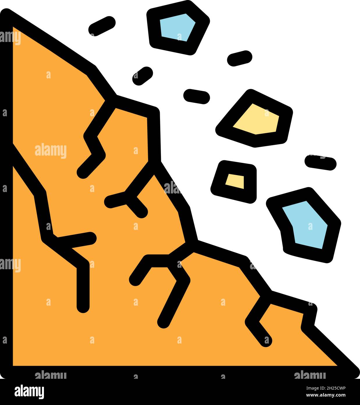 Big rockfall icon. Outline big rockfall vector icon color flat isolated ...
