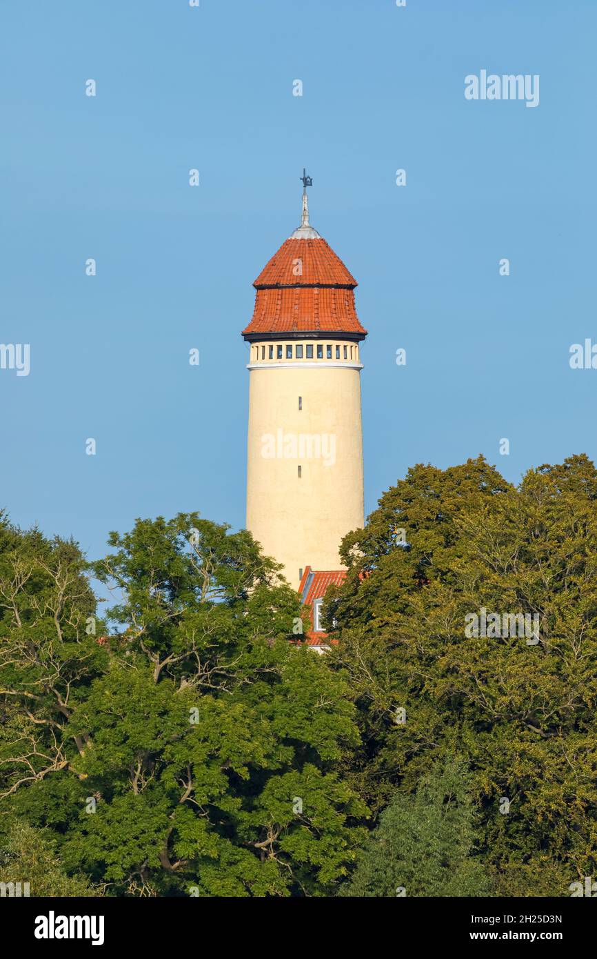 Hstoric water reservoir tower at the village of Nysted, island of ...