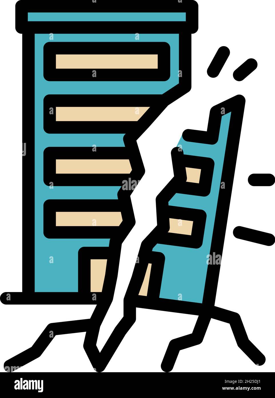 Broken landslide building icon. Outline broken landslide building ...