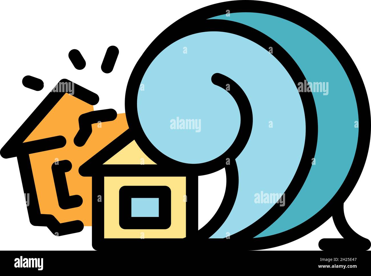 Disaster house tsunami icon. Outline disaster house tsunami vector icon ...