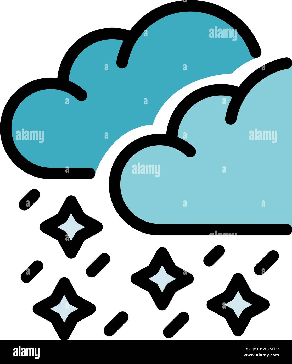 Snowflake cloud icon. Outline snowflake cloud vector icon color flat ...