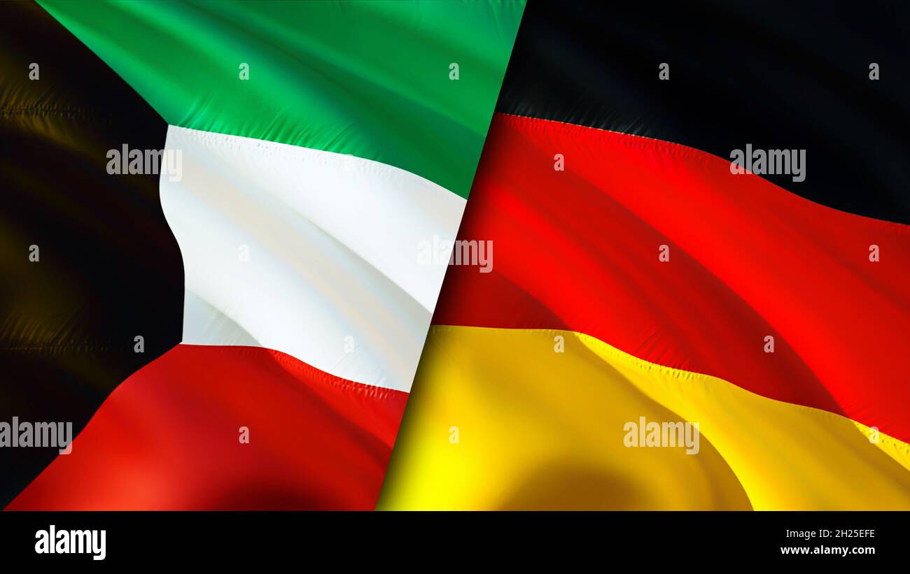 Kuwait and Germany flags. 3D Waving flag design. Germany Kuwait flag ...