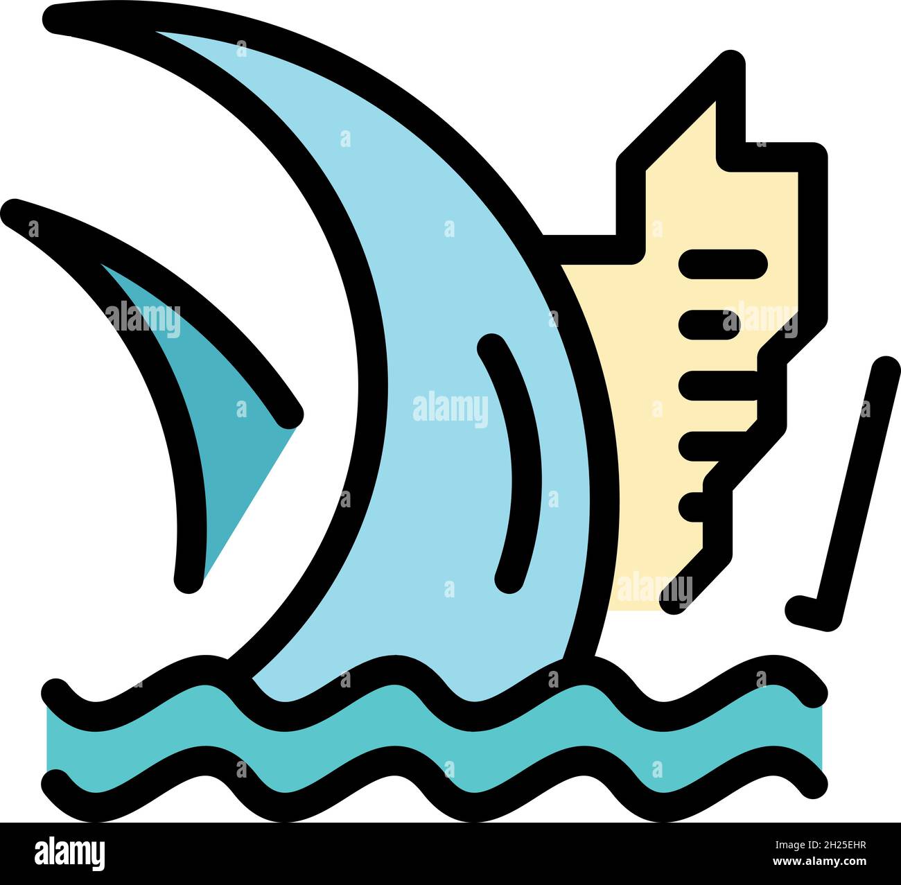 Water tsunami icon. Outline water tsunami vector icon color flat ...