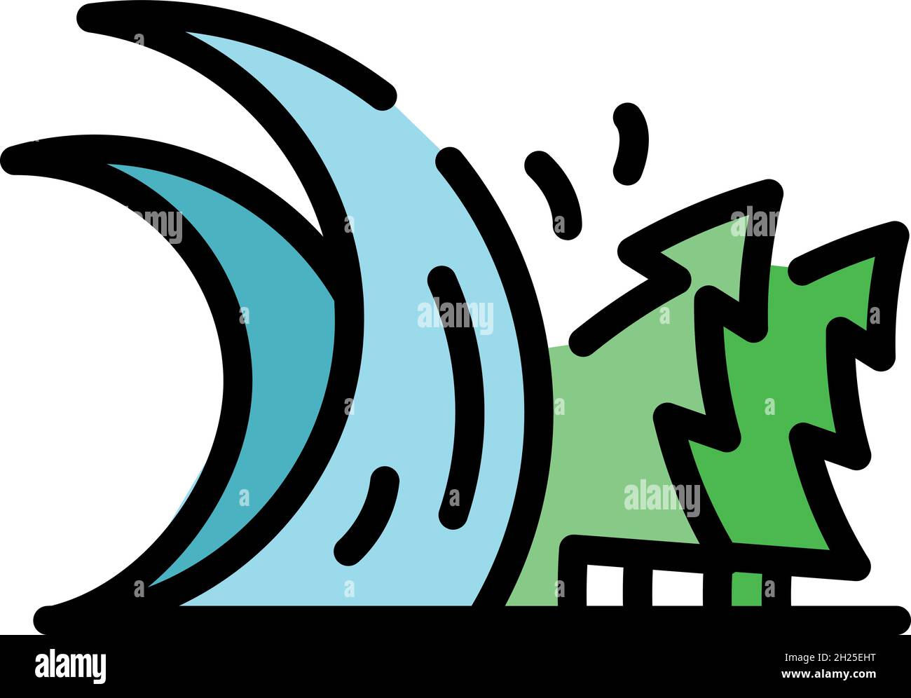 Alarm tsunami wave icon. Outline alarm tsunami wave vector icon color ...