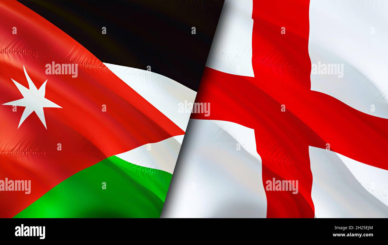 Jordan and England flags. 3D Waving flag design. England Jordan flag ...