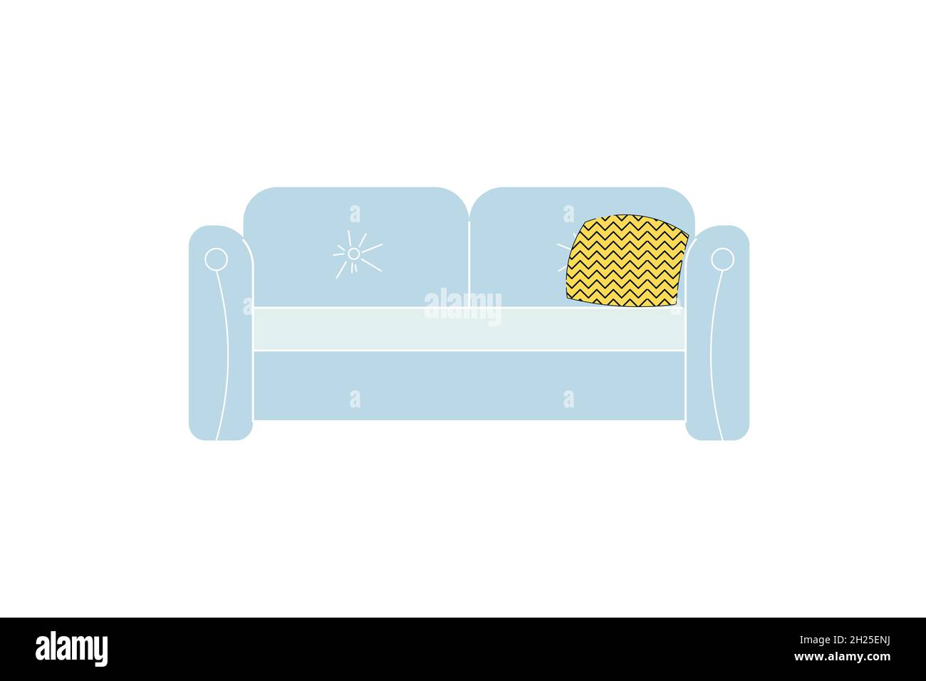 Flat cartoon two seater couch,living room interior elements for home ...