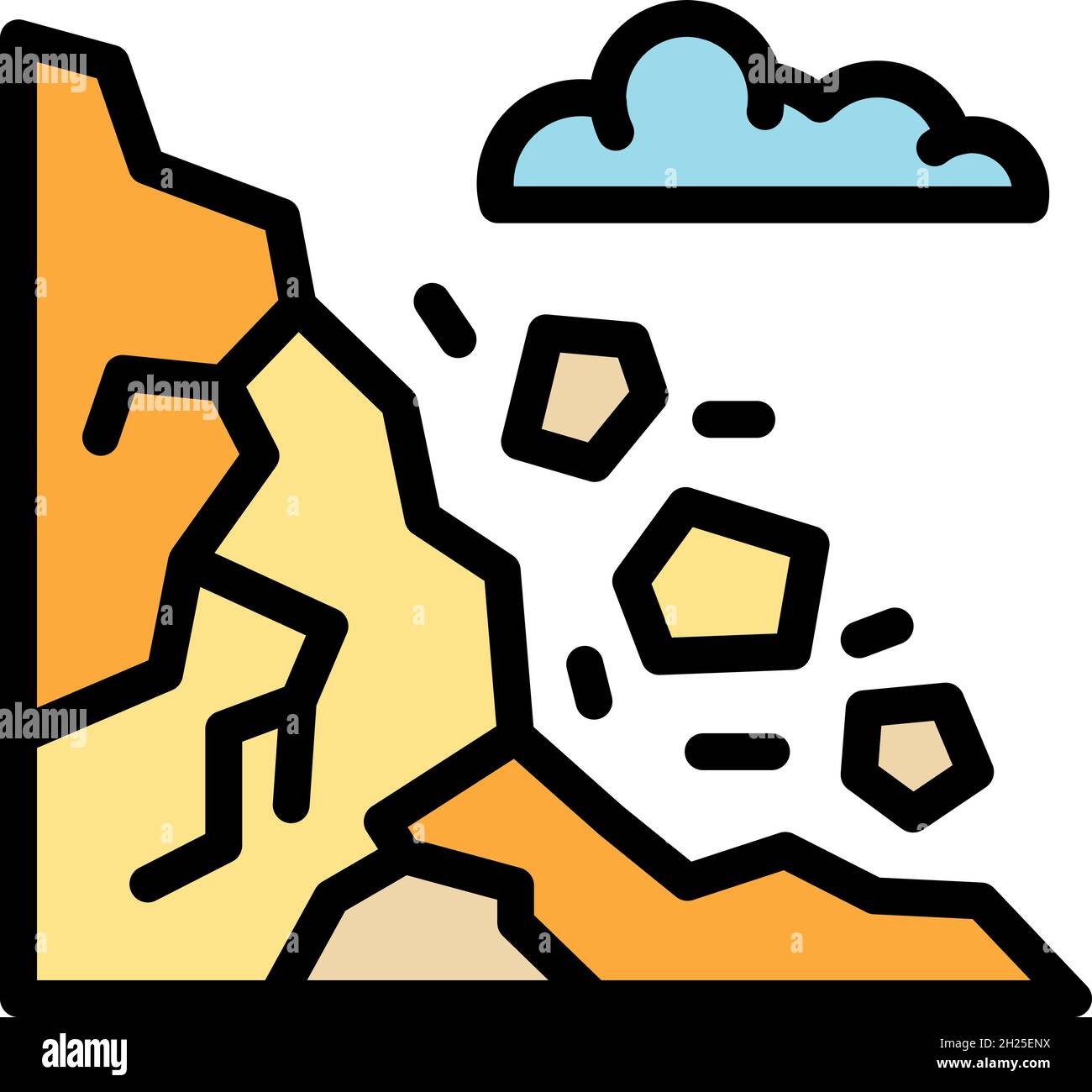 Mountains rockfall icon. Outline mountains rockfall vector icon color ...
