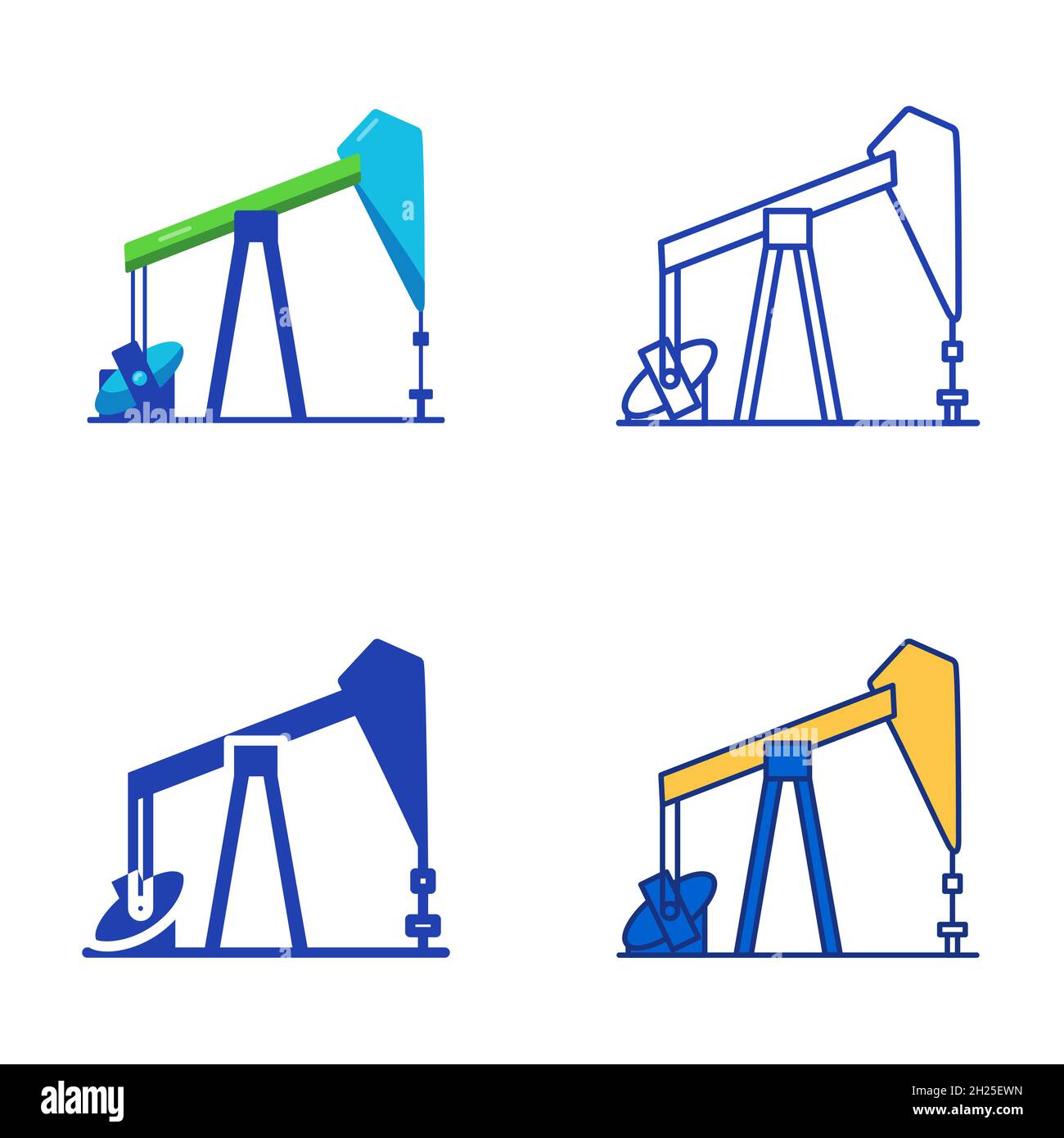 Oil rig icon set in flat and line style. Oil production symbol. Vector ...