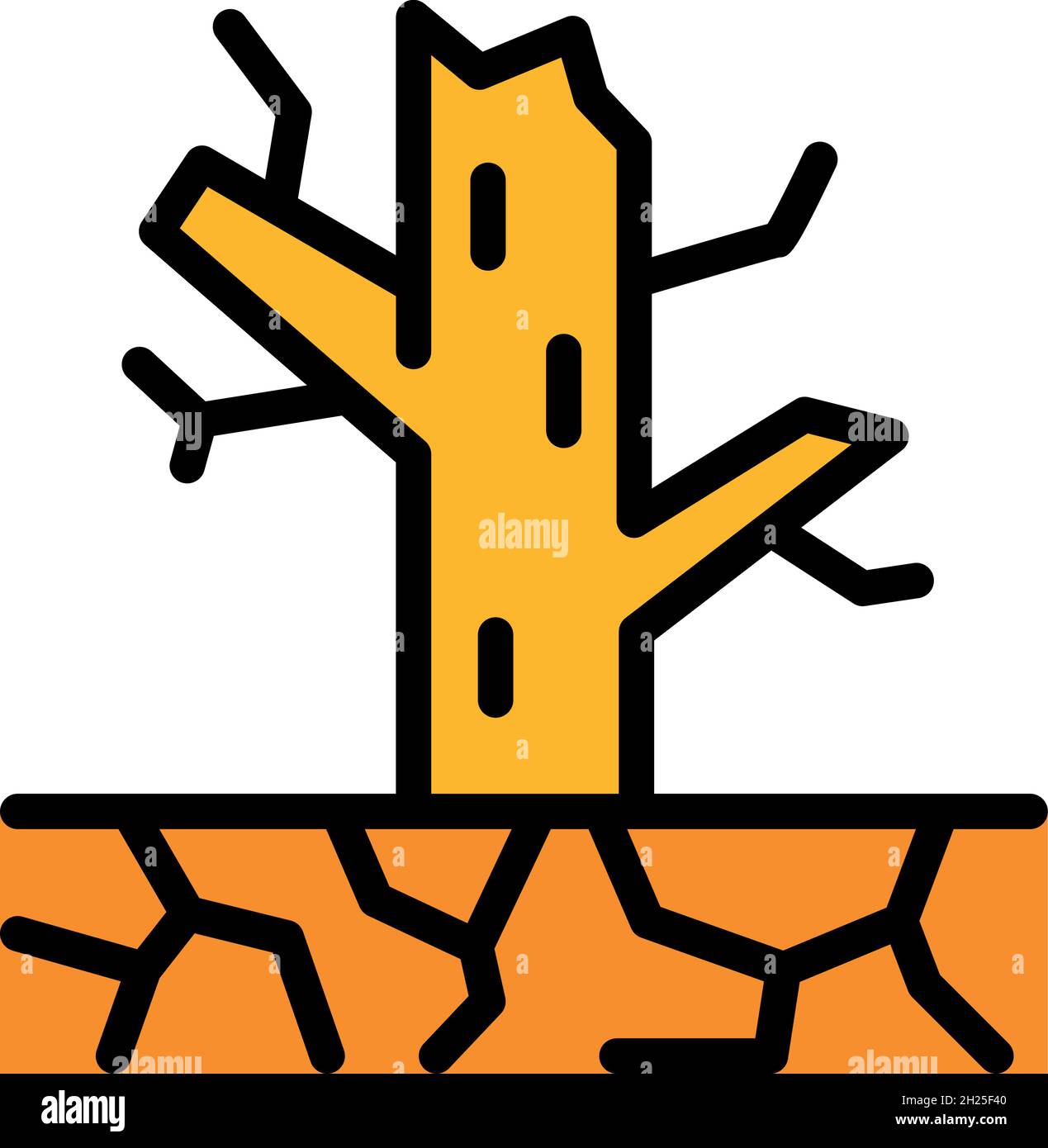 Tree drought icon. Outline tree drought vector icon color flat isolated ...