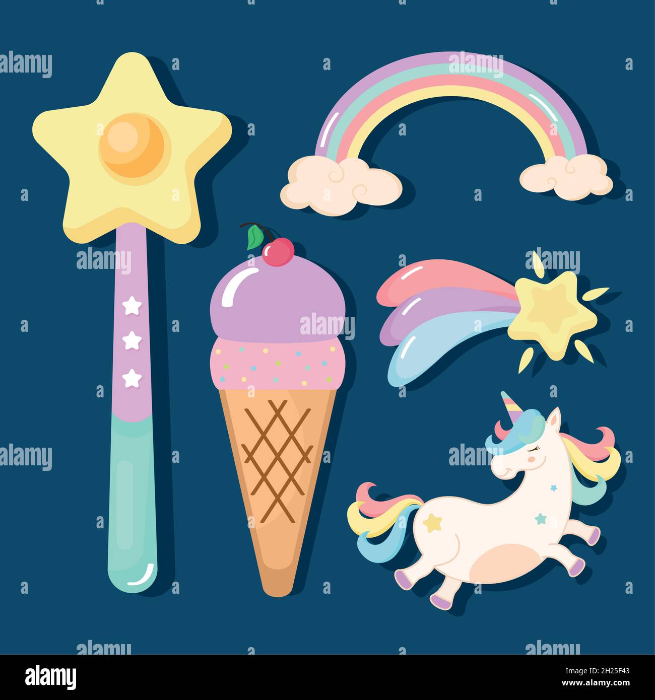 five cute unicorns icons Stock Vector Image & Art - Alamy