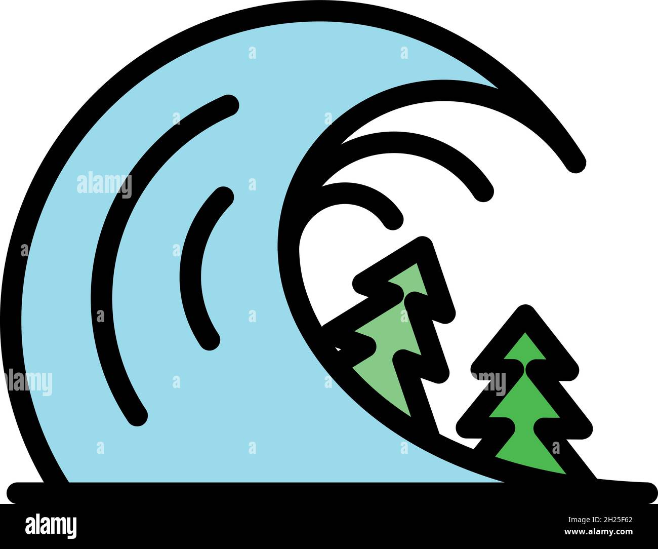 Disaster tsunami icon. Outline disaster tsunami vector icon color flat ...