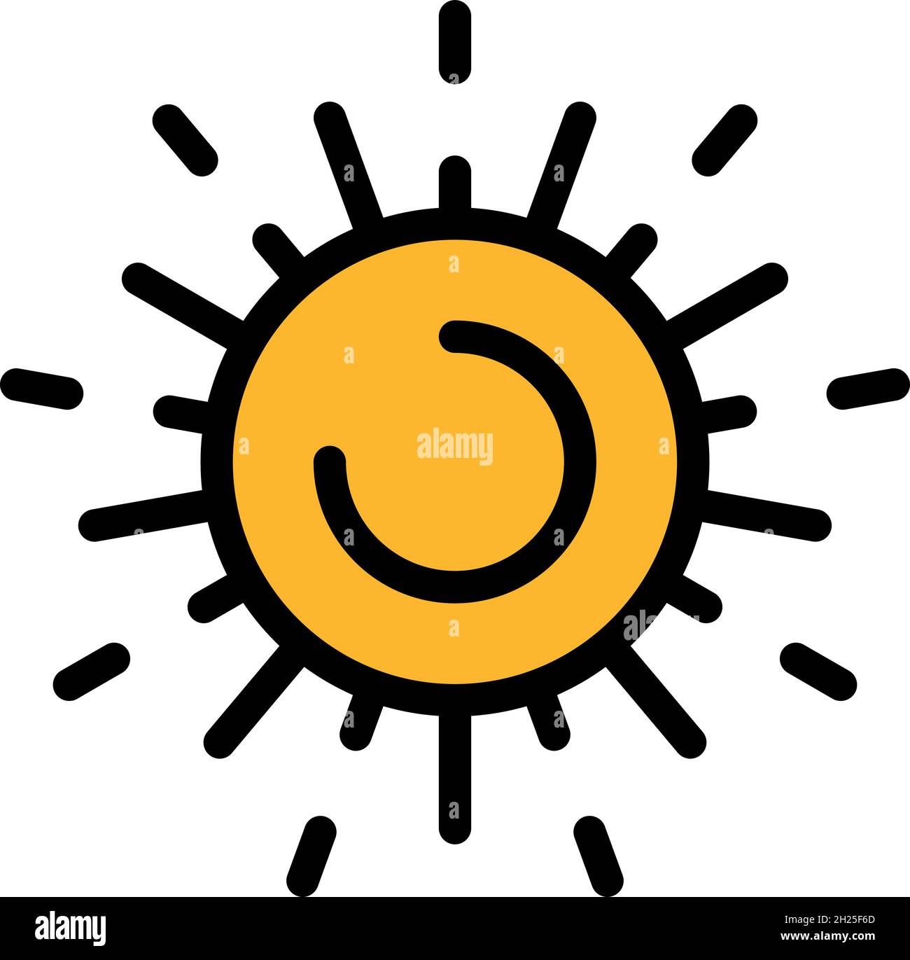 Shiny sun icon. Outline shiny sun vector icon color flat isolated Stock ...