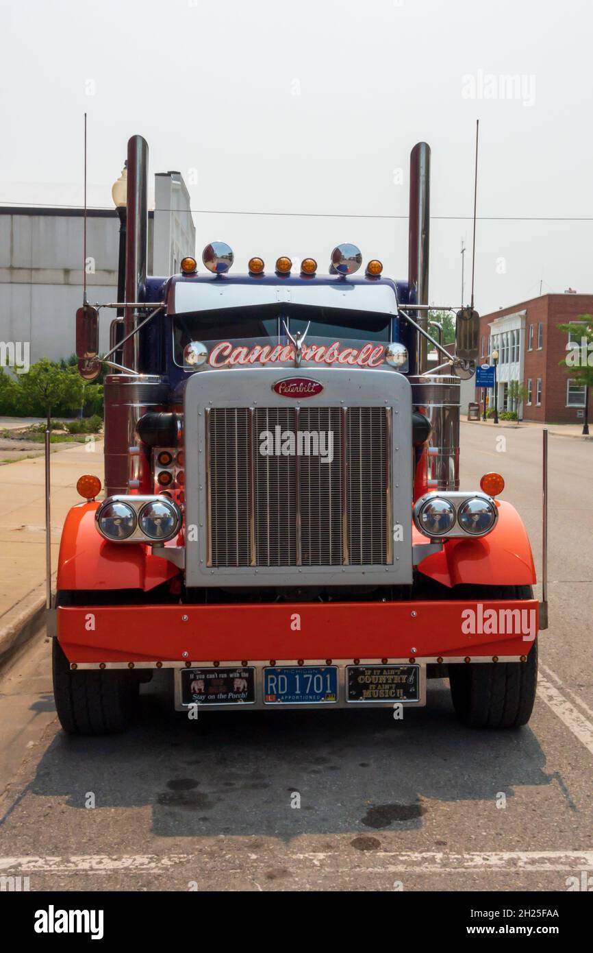 Alpena Michigan, USA - July 19, 2021: Peterbilt truck park on street in ...