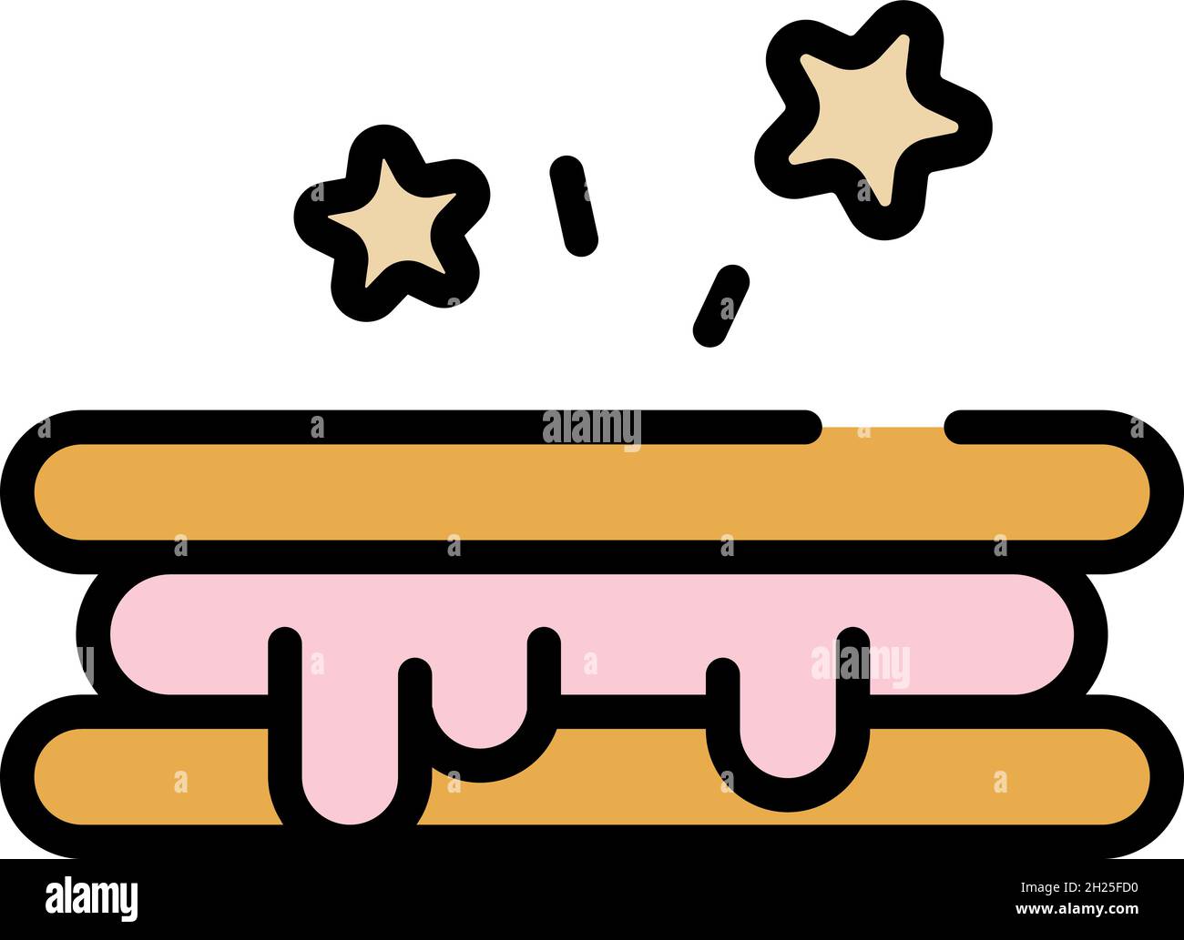 Cream cookie icon. Outline cream cookie vector icon color flat isolated ...