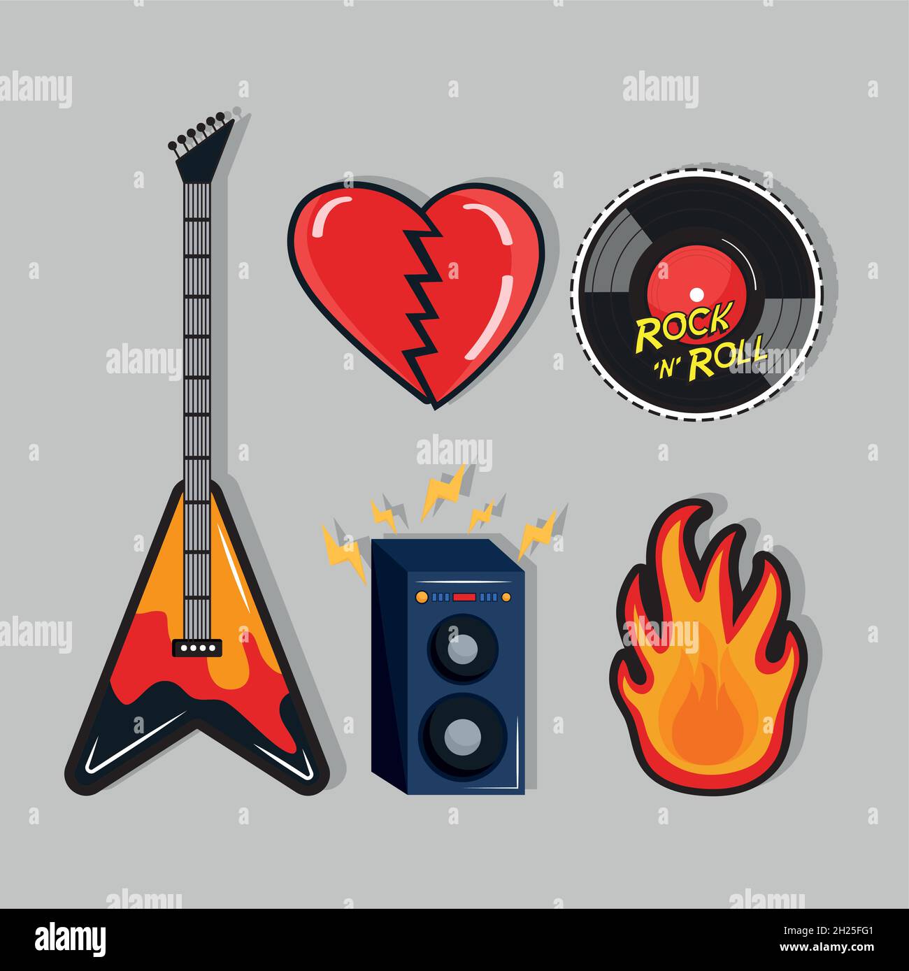 rock and roll five stickers Stock Vector Image & Art - Alamy