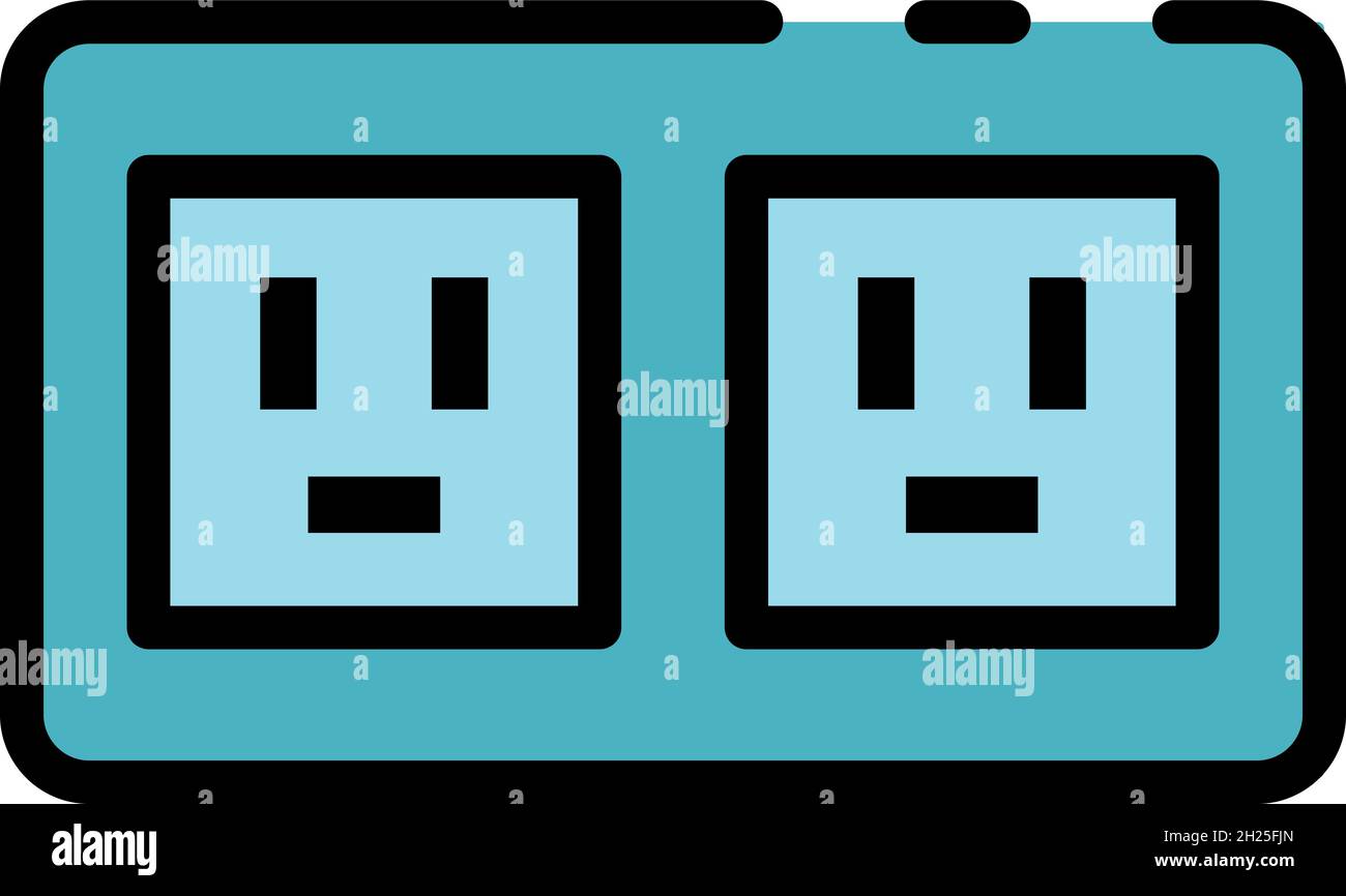 Power socket icon. Outline power socket vector icon color flat isolated ...