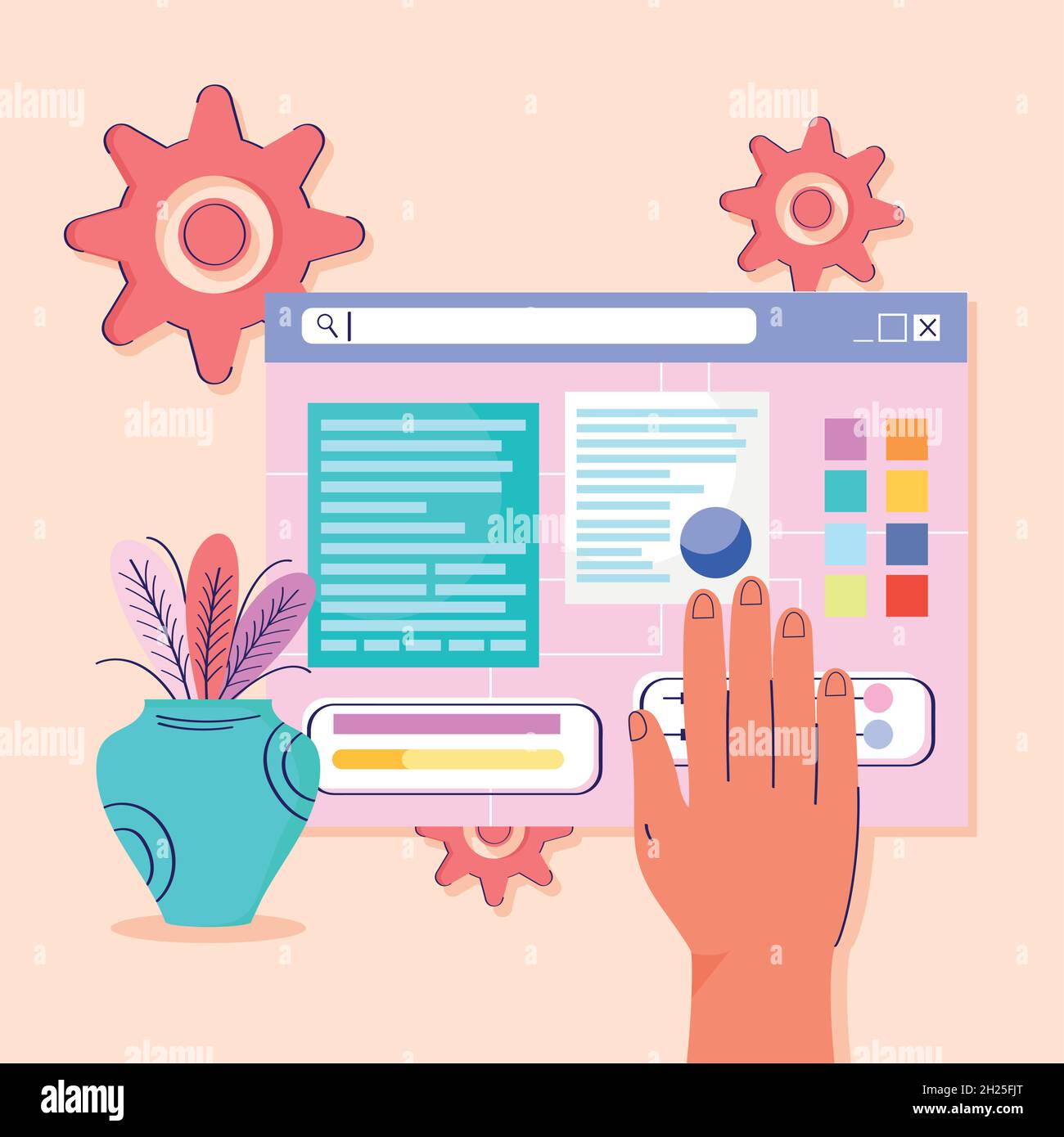 hand with web design Stock Vector Image & Art - Alamy