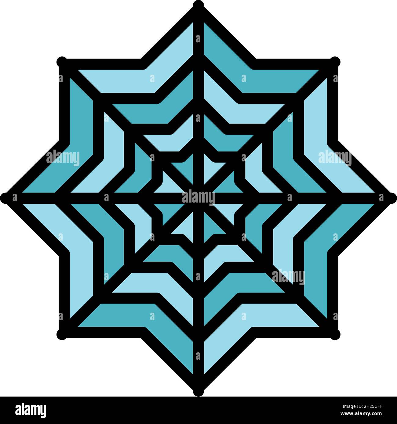 Cold snowflake icon. Outline cold snowflake vector icon color flat ...