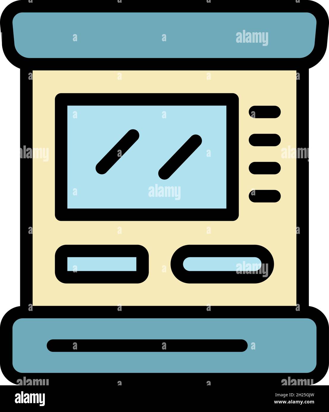 Bank atm machine icon. Outline bank atm machine vector icon color flat ...
